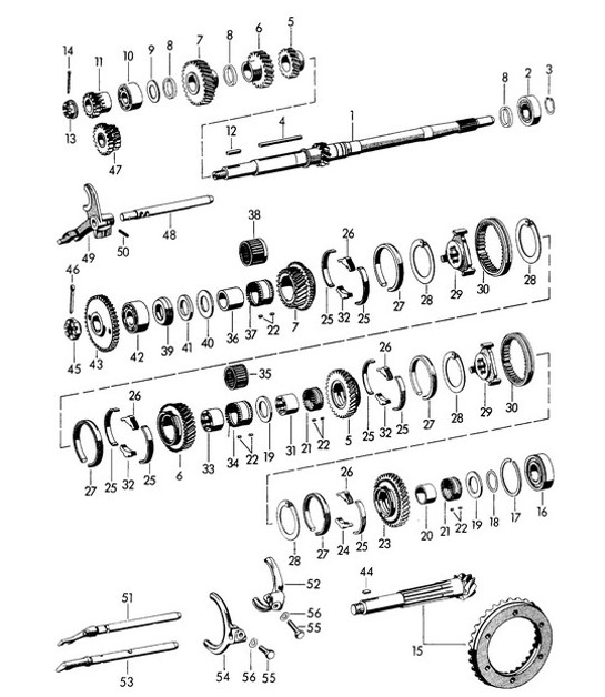 Speed / Transmission / Gears and shafts 356B / 356C 1960-1965 - Porsche ...