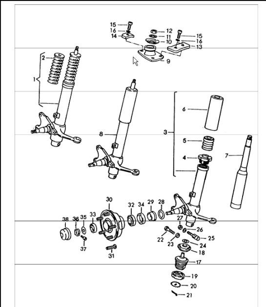 Spring strut, shock absorber strut, lubricants 911 1970-73 - Porsche ...