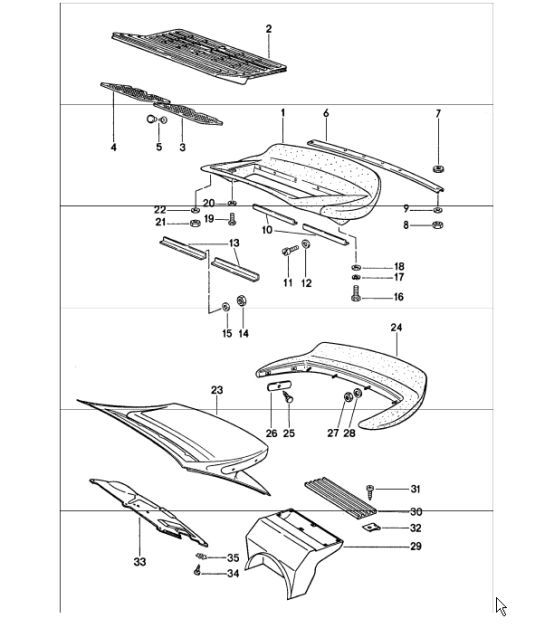 rear spoiler 911 1974-77 - Porsche Parts Diagrams | Design 911