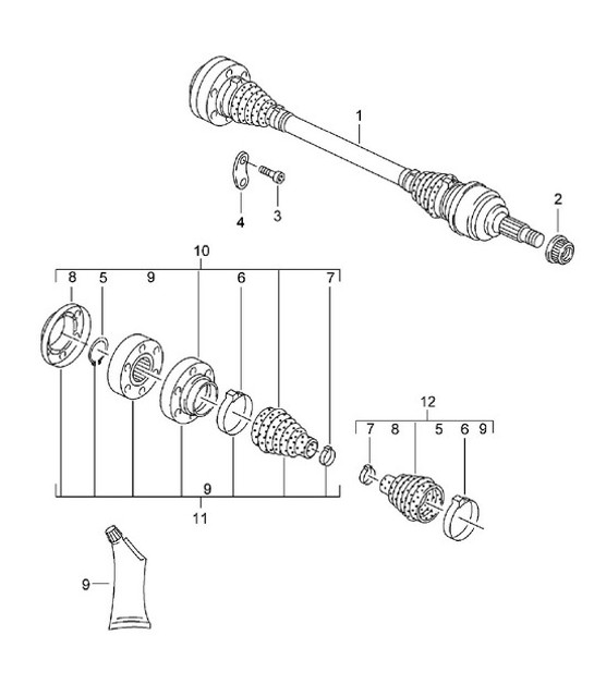 Drive shaft Cayenne 9PA (955) 2003-06 - Porsche Parts Diagrams | Design 911