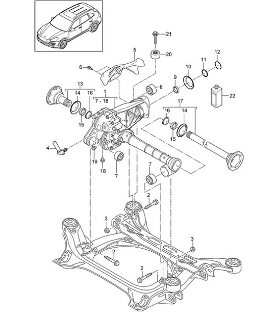 Front axle differential / Ready for installation Cayenne 92A (958) 2011 ...