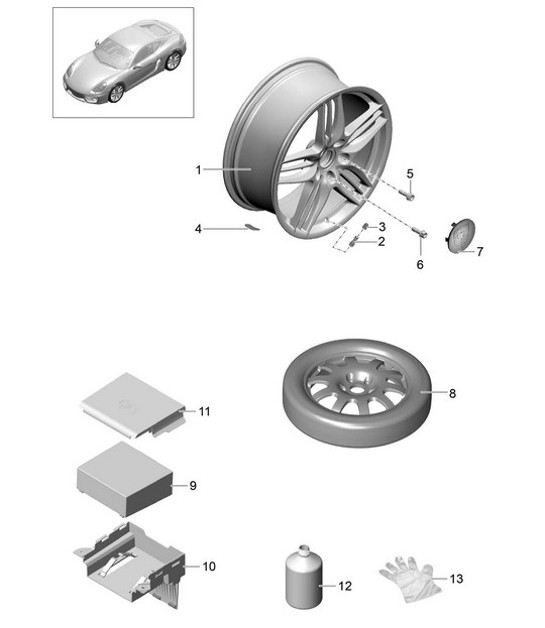 Wheels 981C Cayman / Cayman S 2014-16 - Porsche Parts Diagrams | Design 911