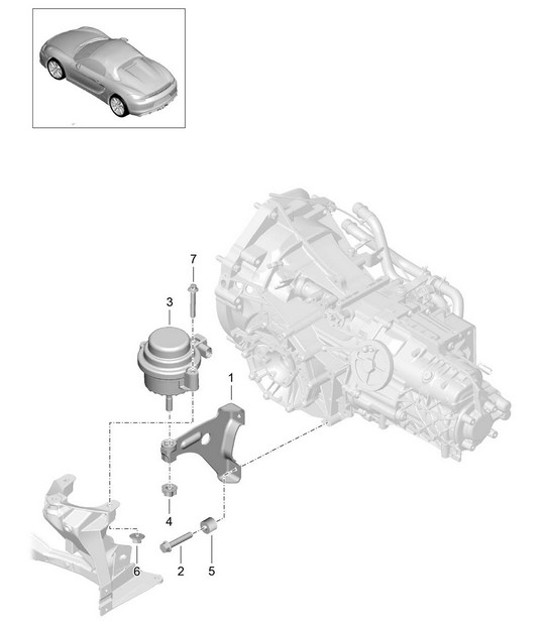 Transmission suspension / Threaded joint / Engine 981.SP Boxster Spyder ...