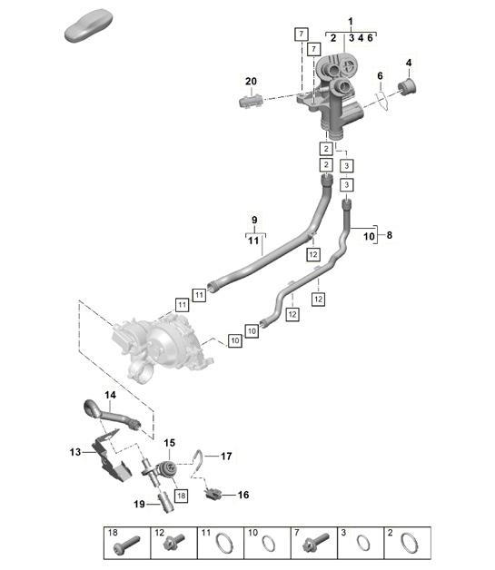 Coolant cooling system / Distribution for coolant / Engine 718 (982 ...