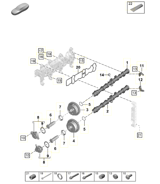 Camshaft / Camshaft adjuster unit 718C (982C) Cayman GTS 4.0L 2017 ...