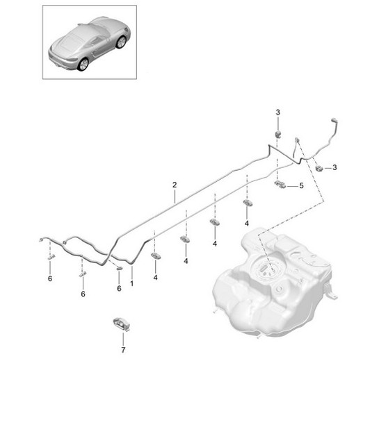Fuel system - FRONT - 718C (982C) Cayman 2017>> - Porsche Parts ...