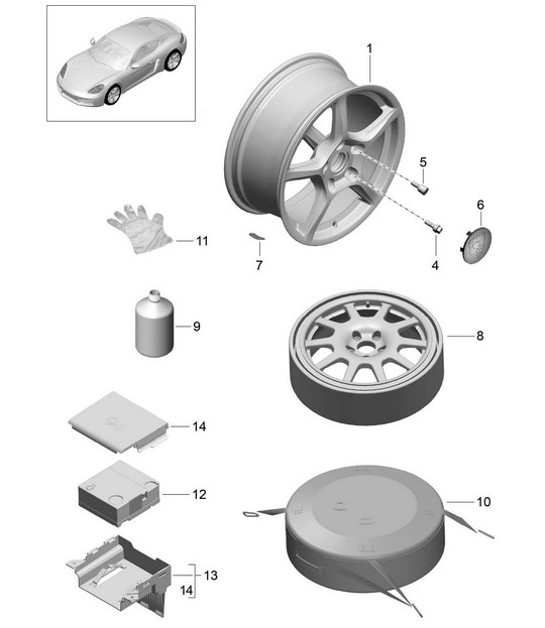 Wheels 718C (982C) Cayman 2017>> - Porsche Parts Diagrams | Design 911