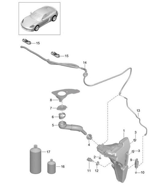 Windscreen washer system 718C (982C) Cayman 2017>> - Porsche Parts ...