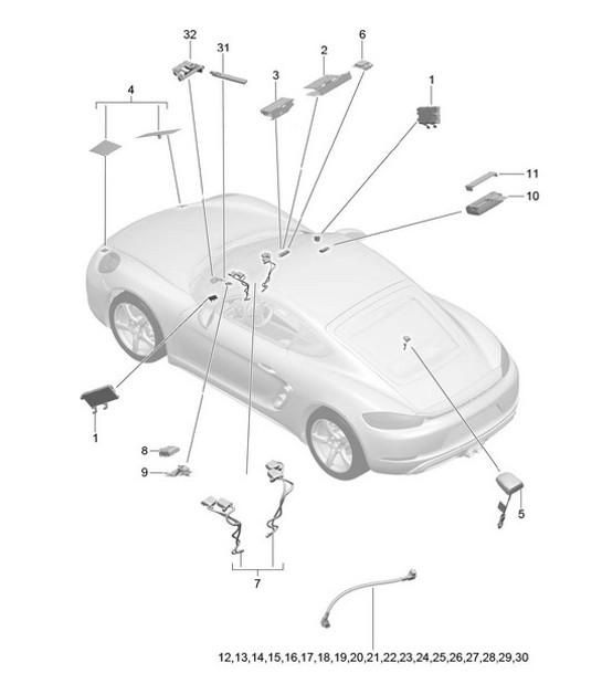 Aerial / Lines 718C (982C) Cayman 2017>> - Porsche Parts Diagrams ...