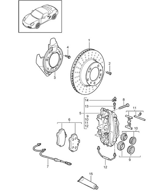 Disc brake / Rear axle 987.2 Boxster / Boxster S 2009-12 - Porsche ...