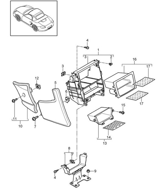 Centre console - FRONT - 987.2 Boxster / Boxster S 2009-12 - Porsche ...