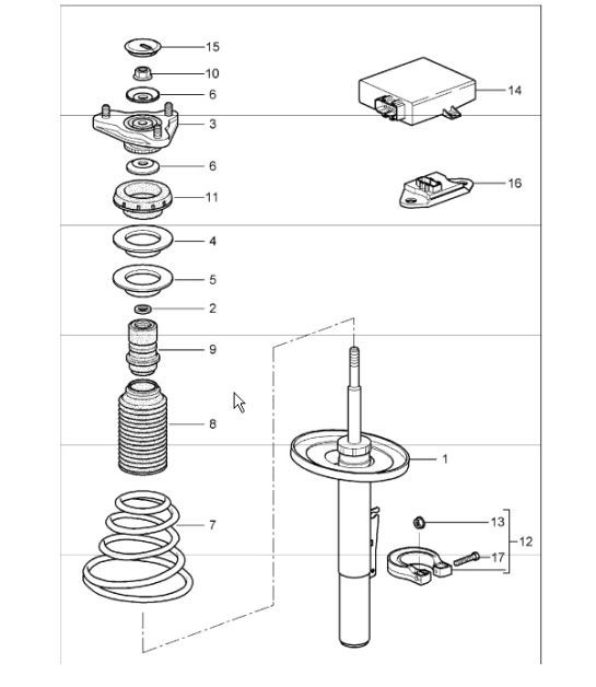 suspension shock, absorber strut 987 Boxster / Boxster S 2005-08 ...