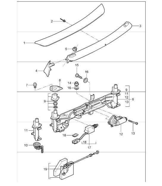 Porsche 987 Boxster Cayman Rear Lid Actuator Lever 98751211701 ...