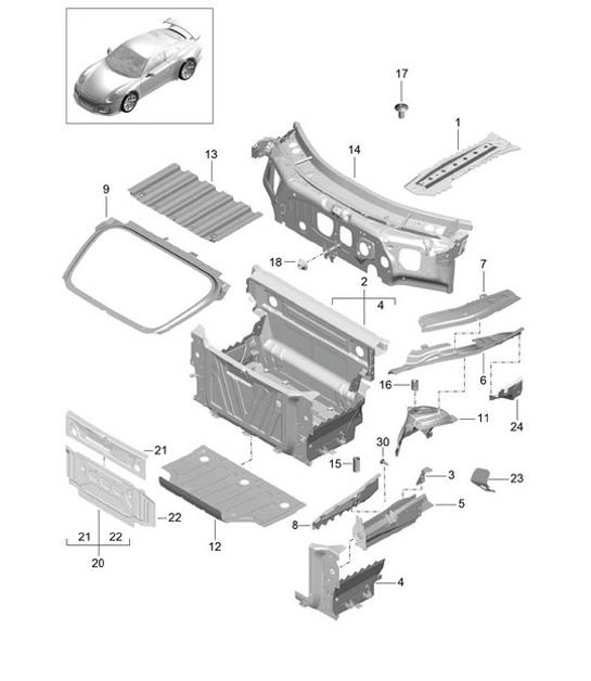 Front end / Individual parts 991 GT3 2014-21 - Porsche Parts Diagrams ...
