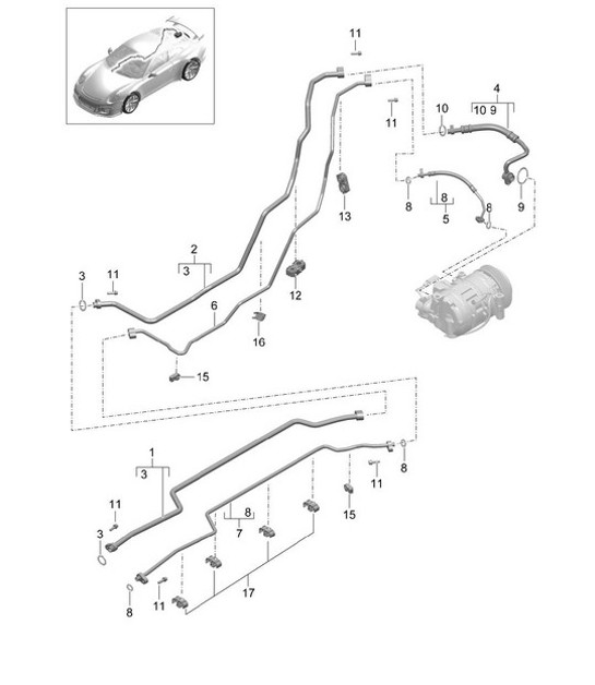 Refrigerant circuit / Underbody and Rear end (PR:573) 991 GT3 2018 ...
