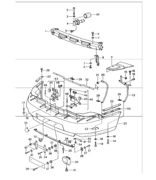 bumper rear 993 1994-98 - Porsche Parts Diagrams | Design 911