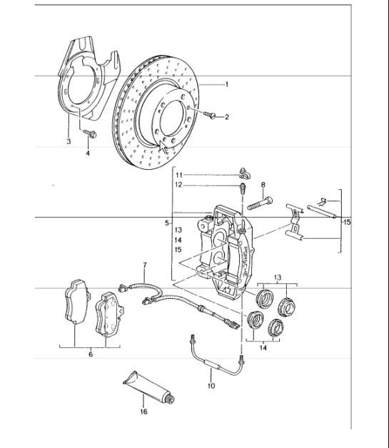 disc brake front axle 996 1998-05 - Porsche Parts Diagrams | Design 911