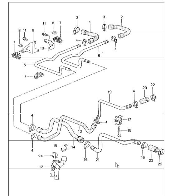 lines heating 996 TURBO 2001-05 - Porsche Parts Diagrams | Design 911