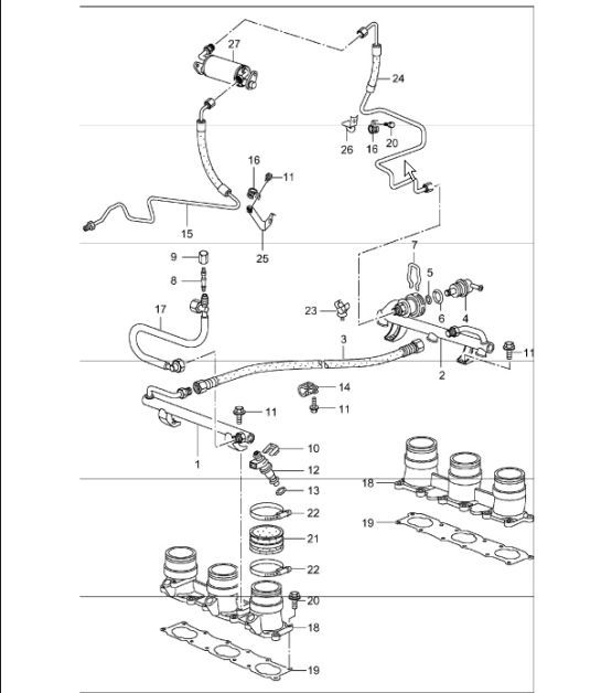 fuel collection pipe 996 TURBO 2001-05 - Porsche Parts Diagrams ...