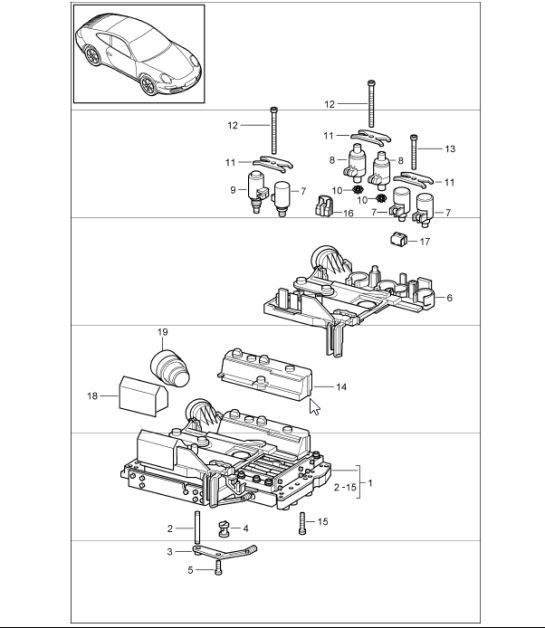 tiptronic: switch unit, solenoid valve and pressure regulator for 997.1 ...