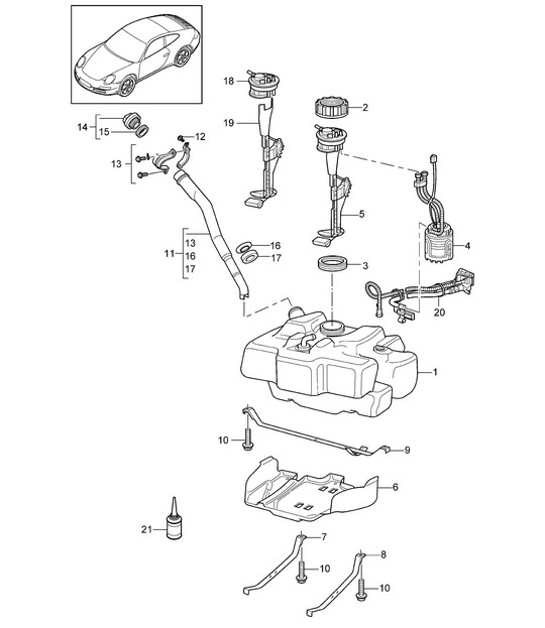Fuel tank 997.2 Carrera 2009-12 - Porsche Parts Diagrams | Design 911