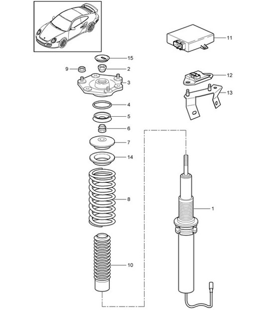 Suspension / Shock absorber strut 997.2 GT2 RS 2010-11 - Porsche Parts ...