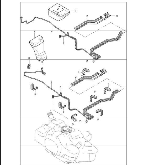 fuel system front 997.1 TURBO 2007-09 - Porsche Parts Diagrams | Design 911