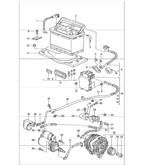 battery, power distributor, starter, generator, battery main switch for ...