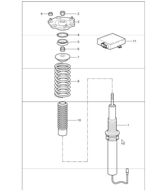 suspension shock absorber strut 997 GT3 2007-11 - Porsche Parts ...
