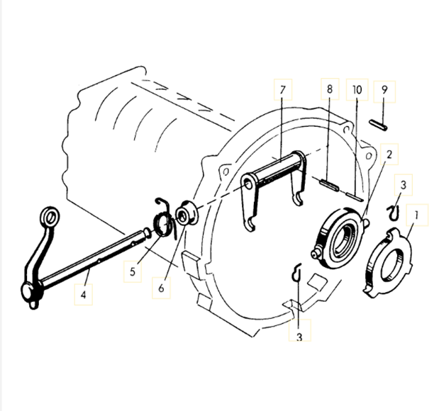Return spring clutch lever. Porsche 356 with 644 type gearbox ...