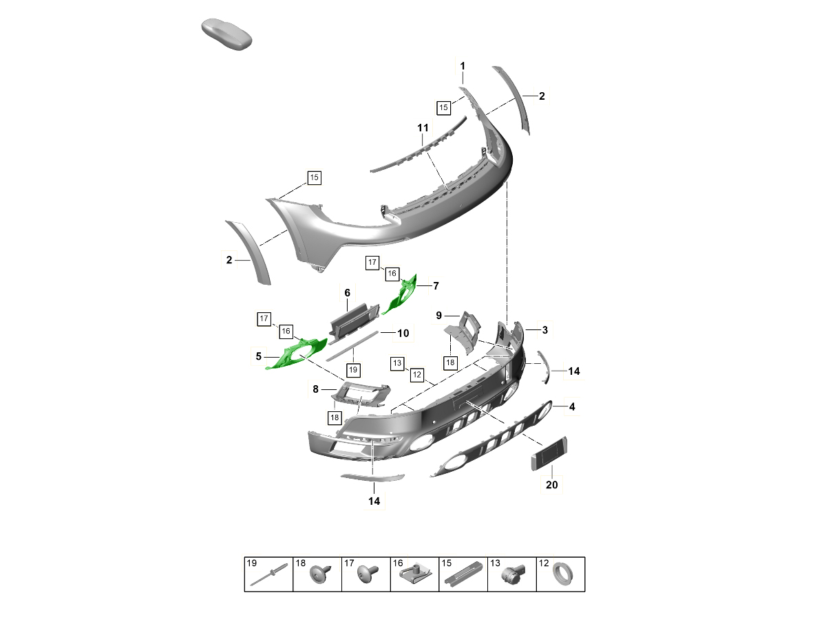 Trim for exhaust tailpipe rear bumper. Porsche 992 Dakar ...