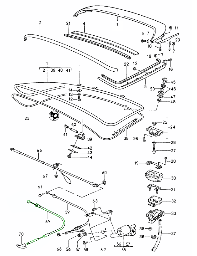 Porsche 968 Rear Lid Release Cable Bowden 94451209706 - 94451209706 ...