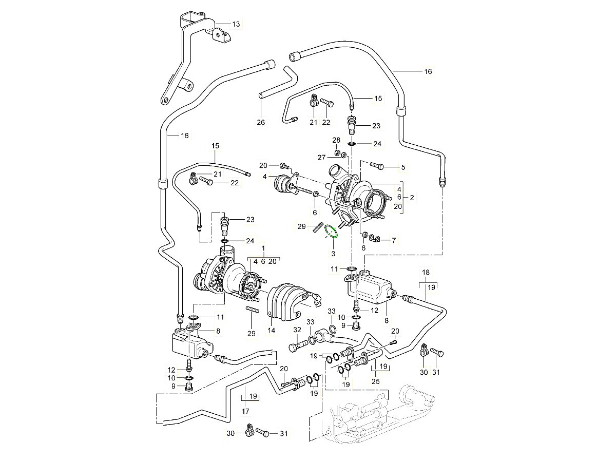 Exhaust manifold gasket, nut and bolt kit. Porsche 996TT ...