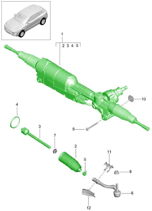 Steering rack for LHD cars Porsche Macan 95B423055AC 95B423055AF ...