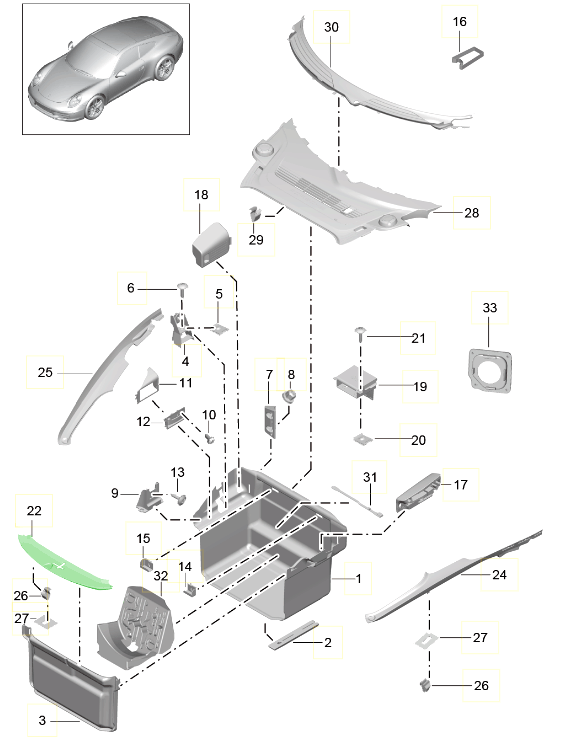 Original Porsche 991555411001E0 Front trunk latch trim Black for ...