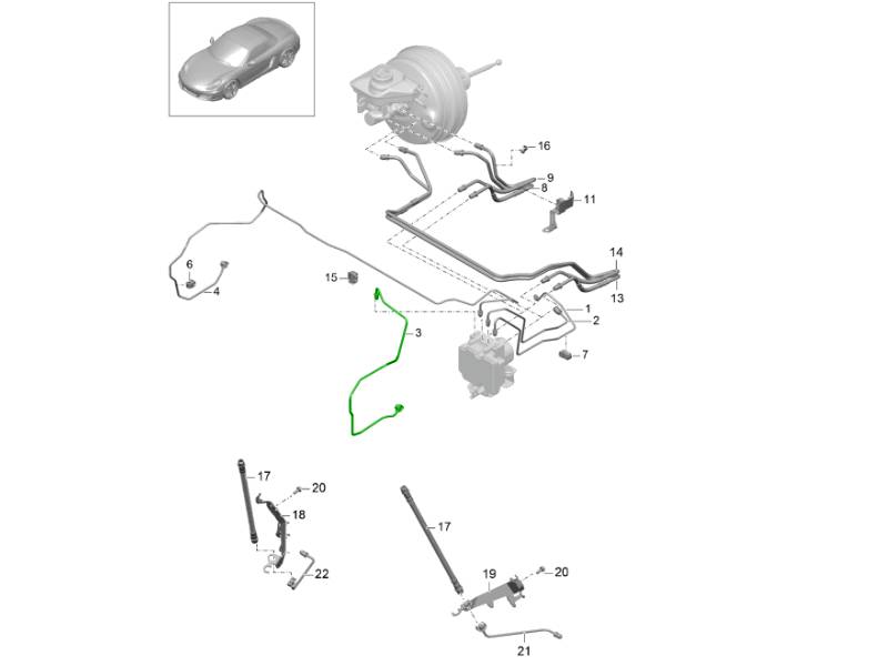 Brake Line, Front End. Porsche 981 / 982 / 991 / Turbo / GT2 / GT3 ...