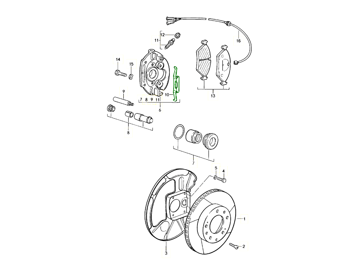 Porsche 928 Retainer spring for front brake caliper 92835195300 ...