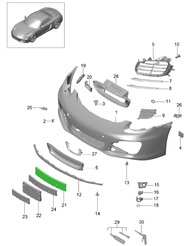 Front number plate holder for Porsche 981 Boxster 981701051001E0 ...