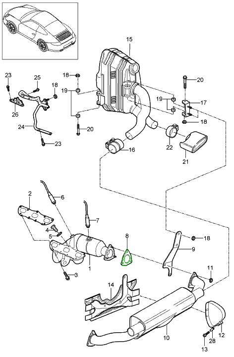 Porsche 997 Exhaust manifold to cat gasket 99711111330 - 99711111330 ...