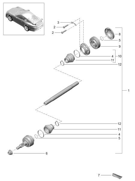 Porsche 991 GT3 Driveshaft 99133202480 99133202481 99133202483 ...