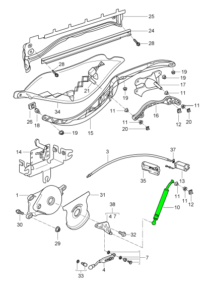 Porsche 987 Boxster Convertible Top Push Rod 98756158001 98756157901 ...