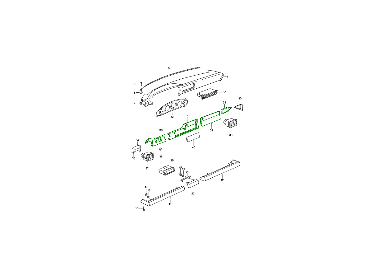Dash trim kit Singer Style 4 piece LHD. Porsche 911 1986-89 ...