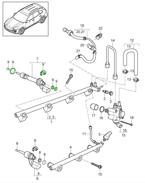 Fuel injector seal o-ring Porsche 957 958 Cayenne 95511091100 ...
