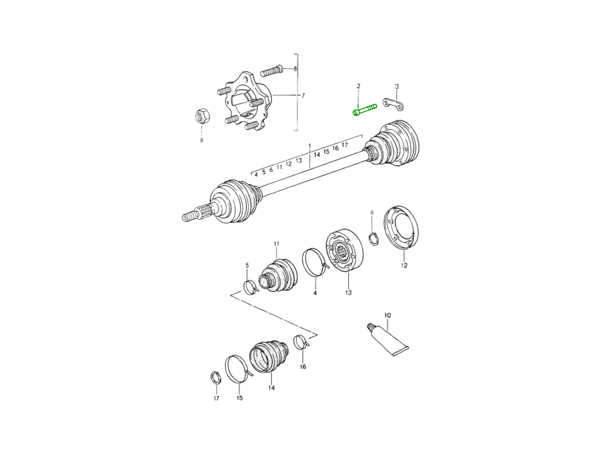 Porsche 90006712301 Driveshaft bolt for Porsche 911 964 928 ...