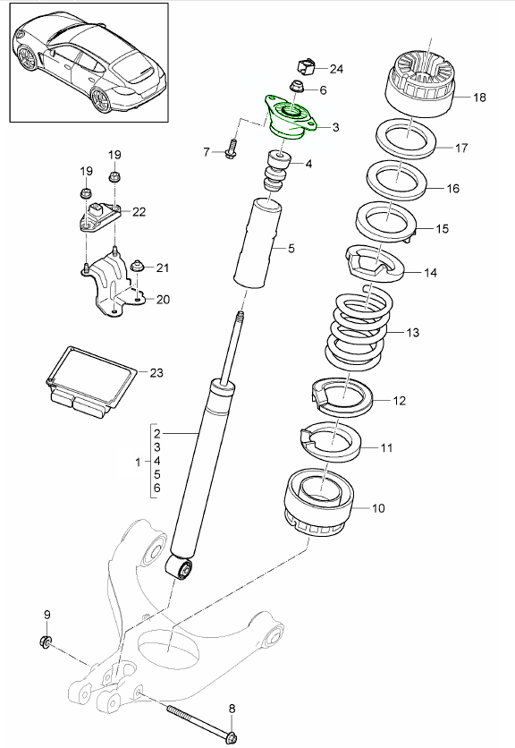 Rear Shock Absorber Top Mount for Porsche 970 Panamera 2010-2016 ...