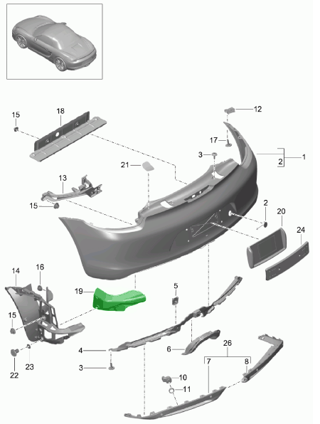 Porsche 981 Boxster Rear Bumper Heat Protection 98150547900 ...