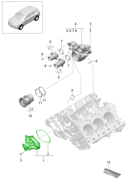 Porsche Macan Cayenne Panamera Water Pump 94810603301n Turbo ...