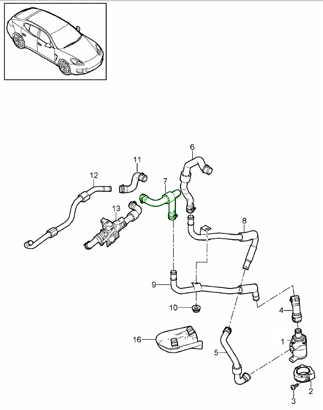Porsche 970 Panamera Heater hose 97057258500 - 97057258500 | Design 911
