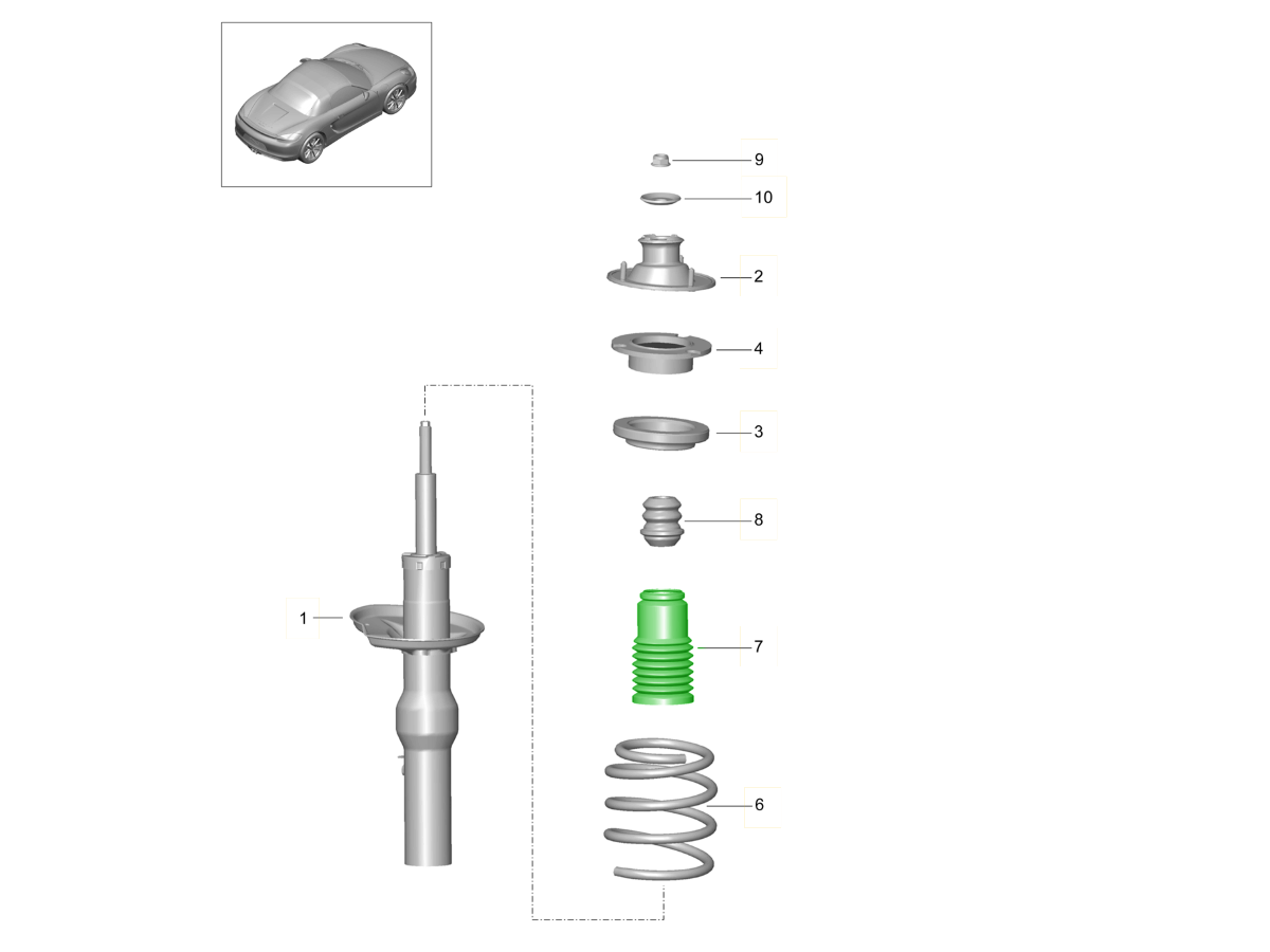 Porsche 981 982 Boxster Cayman Shock absorber bellow rear axle ...
