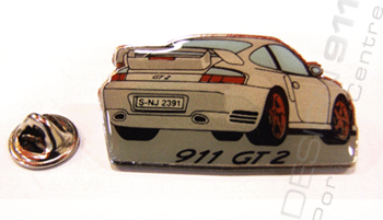 Pin Badge "Porsche 911 GT2" White - PIN045 | Design 911